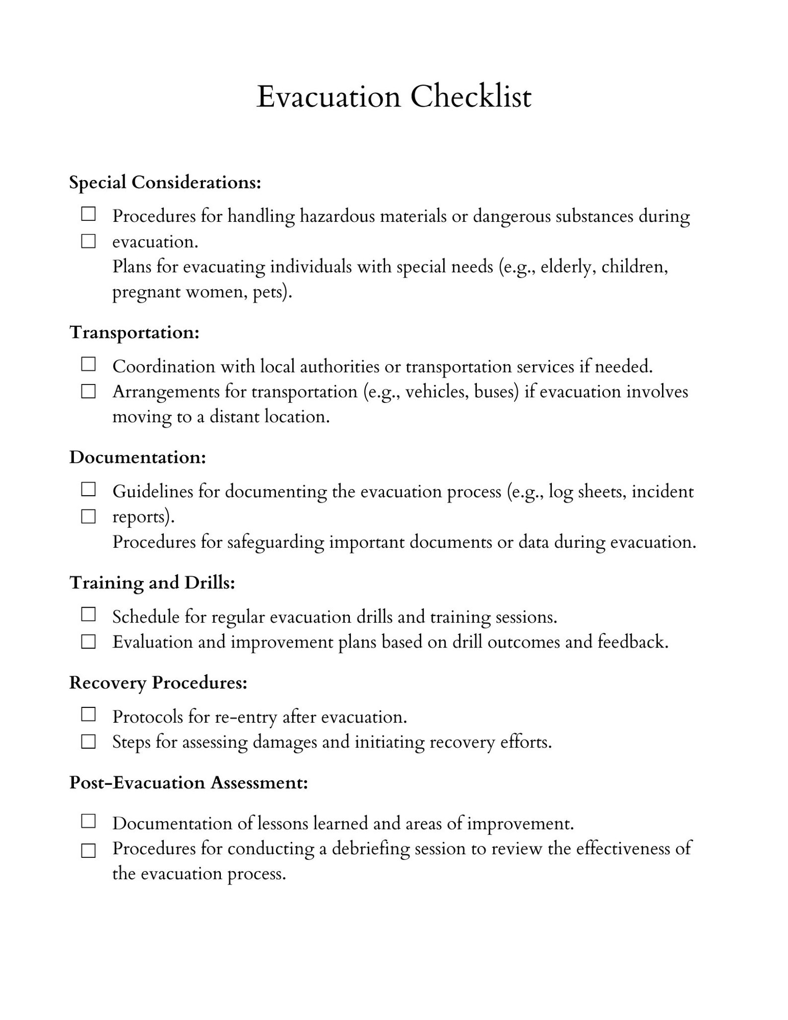 Emergency Evacuation Checklist Instant Printable or Editable in Canva ...