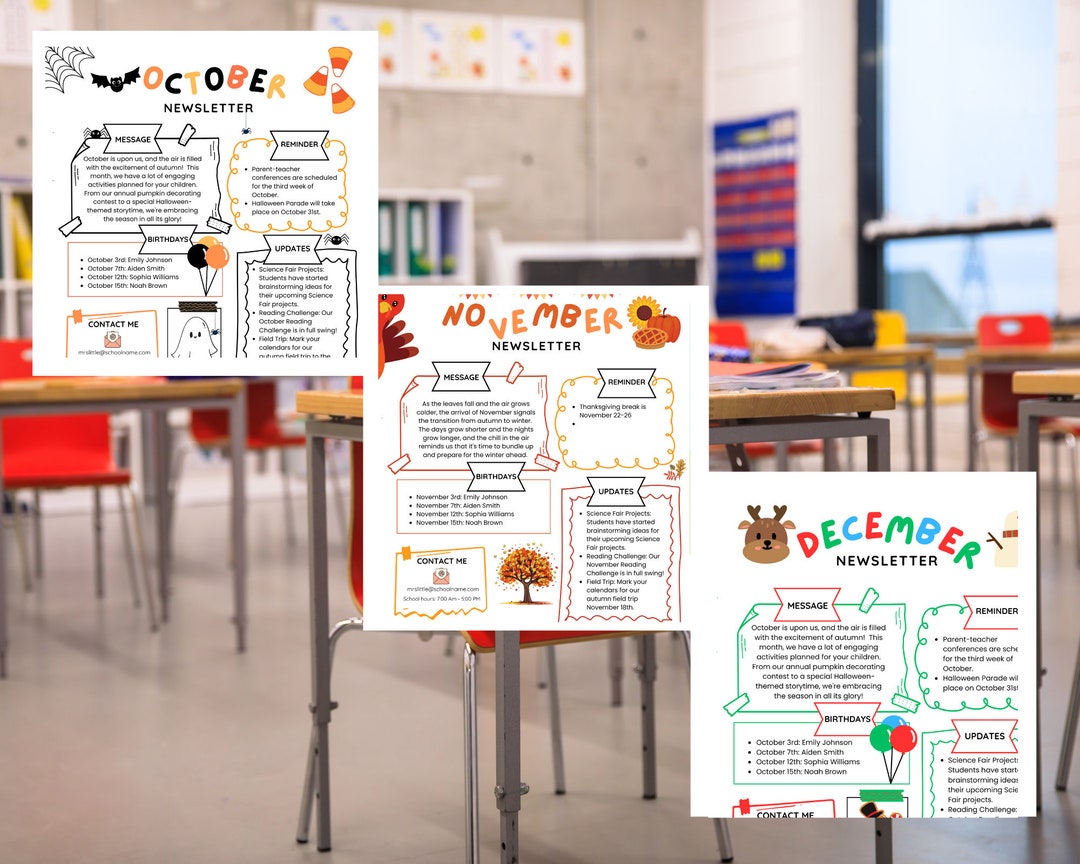 4th Quarter Teacher Newsletter Template Bundle - October November ...