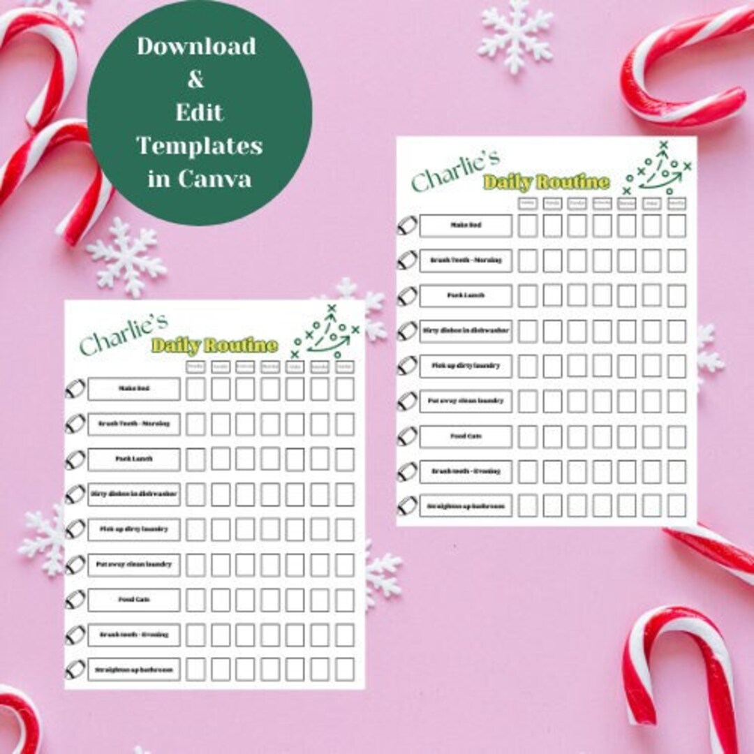 Editable Kids Daily Routine Chart Printable Boy s Etsy