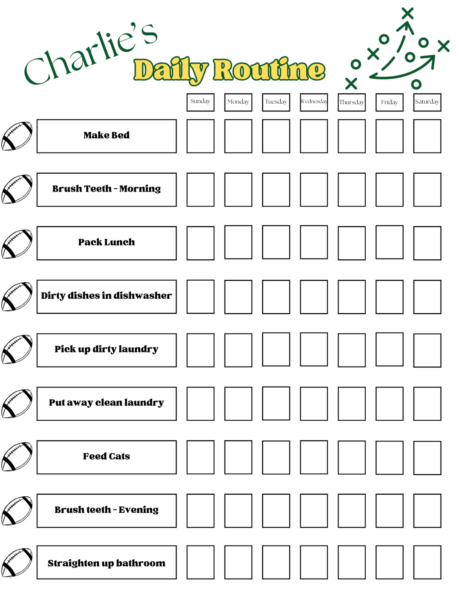 Editable Kids Daily Routine Chart Printable Boy's - Etsy