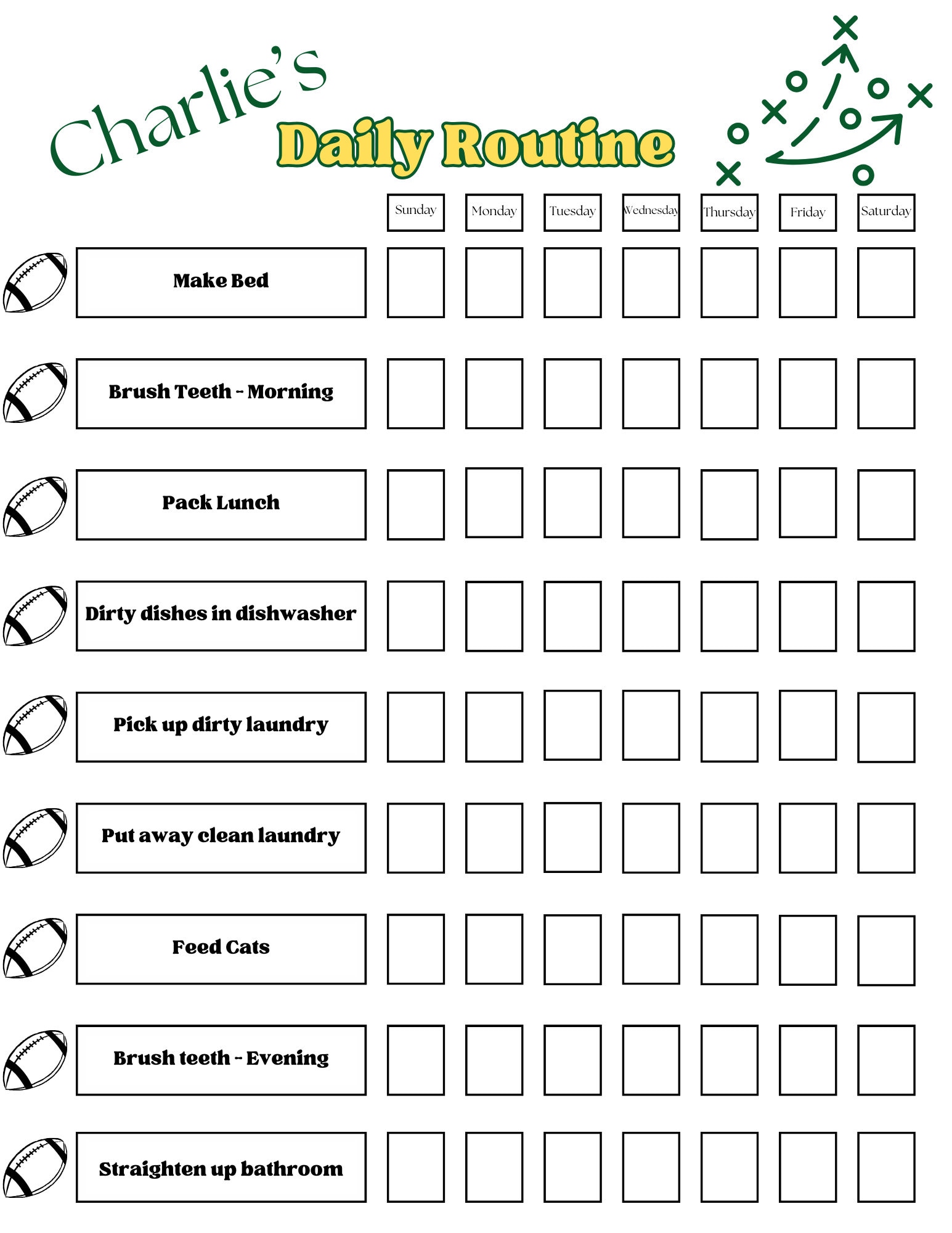 Editable Kids Daily Routine Chart Printable Boy's Schedule Template ...