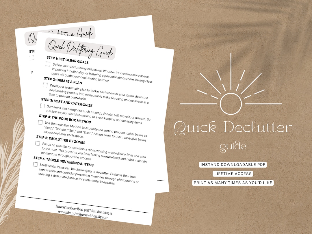 Quick Declutter Guide Instant Download Printable Home Decluttering ...