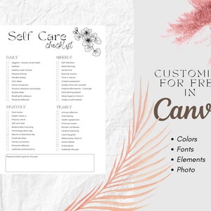 Self Care Checklist Daily Check in Weekly Check in Monthly Check in ...