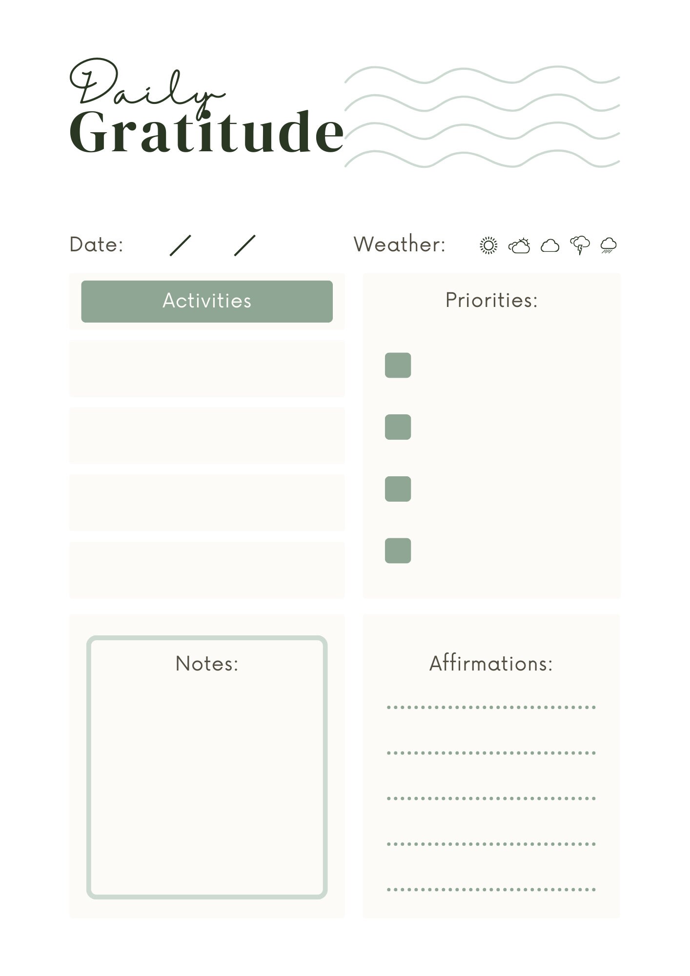 Editable Gratitude Journal for Women Daily Gratitude Page Monthly ...