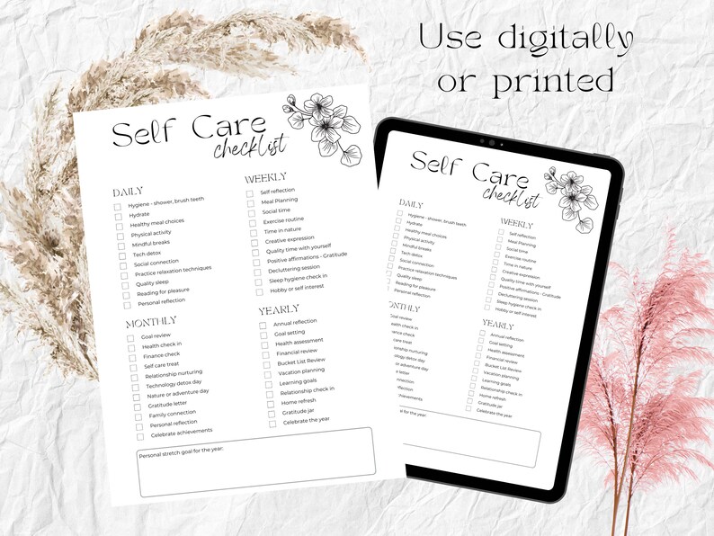 Self Care Checklist Daily Check in Weekly Check in Monthly Check in ...