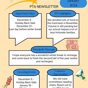 Monthly Newsletter Template PTA Email Newsletter Template Editable ...