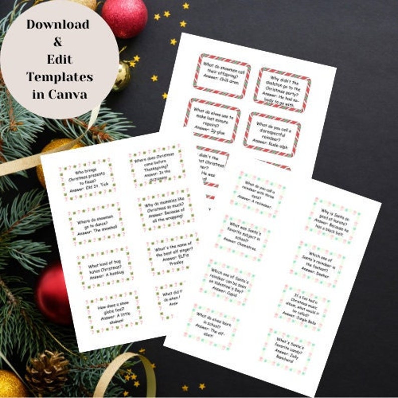 Christmas Holiday Kids Lunch Box Riddles - 3 Printable and Editable 8.5 ...