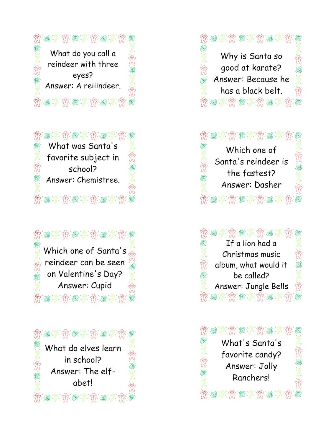 Christmas Holiday Kids Lunch Box Riddles - 3 Printable and Editable 8.5 ...