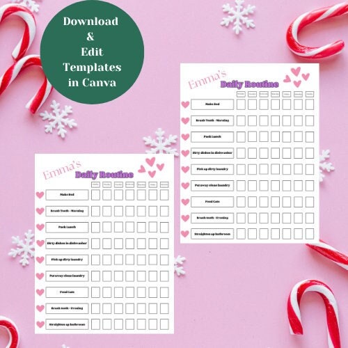 Editable Kids Daily Routine Chart - Printable Girl's Schedule Template ...