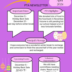 Monthly Newsletter Template PTA Email Newsletter Template Editable ...