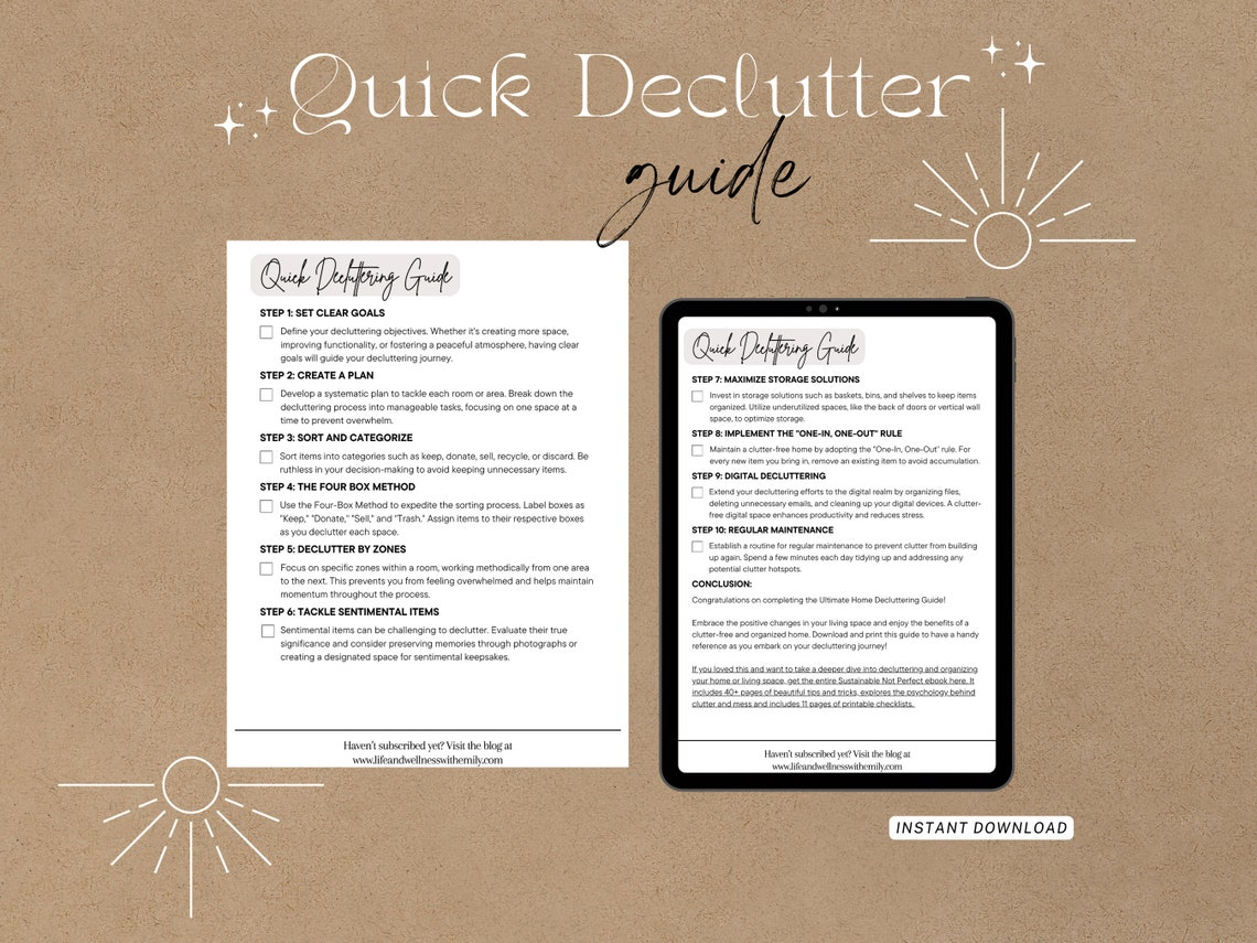 Quick Declutter Guide Instant Download Printable Home Decluttering ...