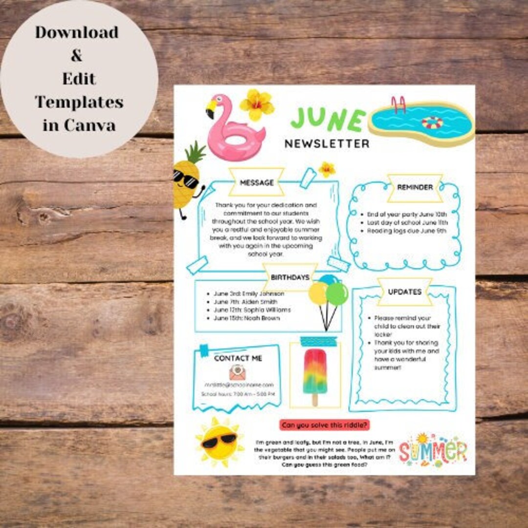 June Teacher Classroom Digital Newsletter. Update Families With Ease ...