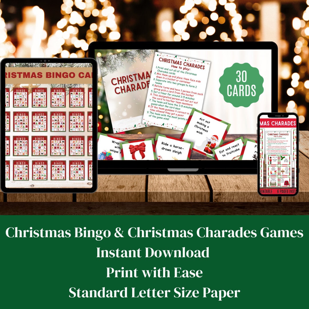 Christmas Bingo Printable Christmas Charades Printable Christmas Family ...