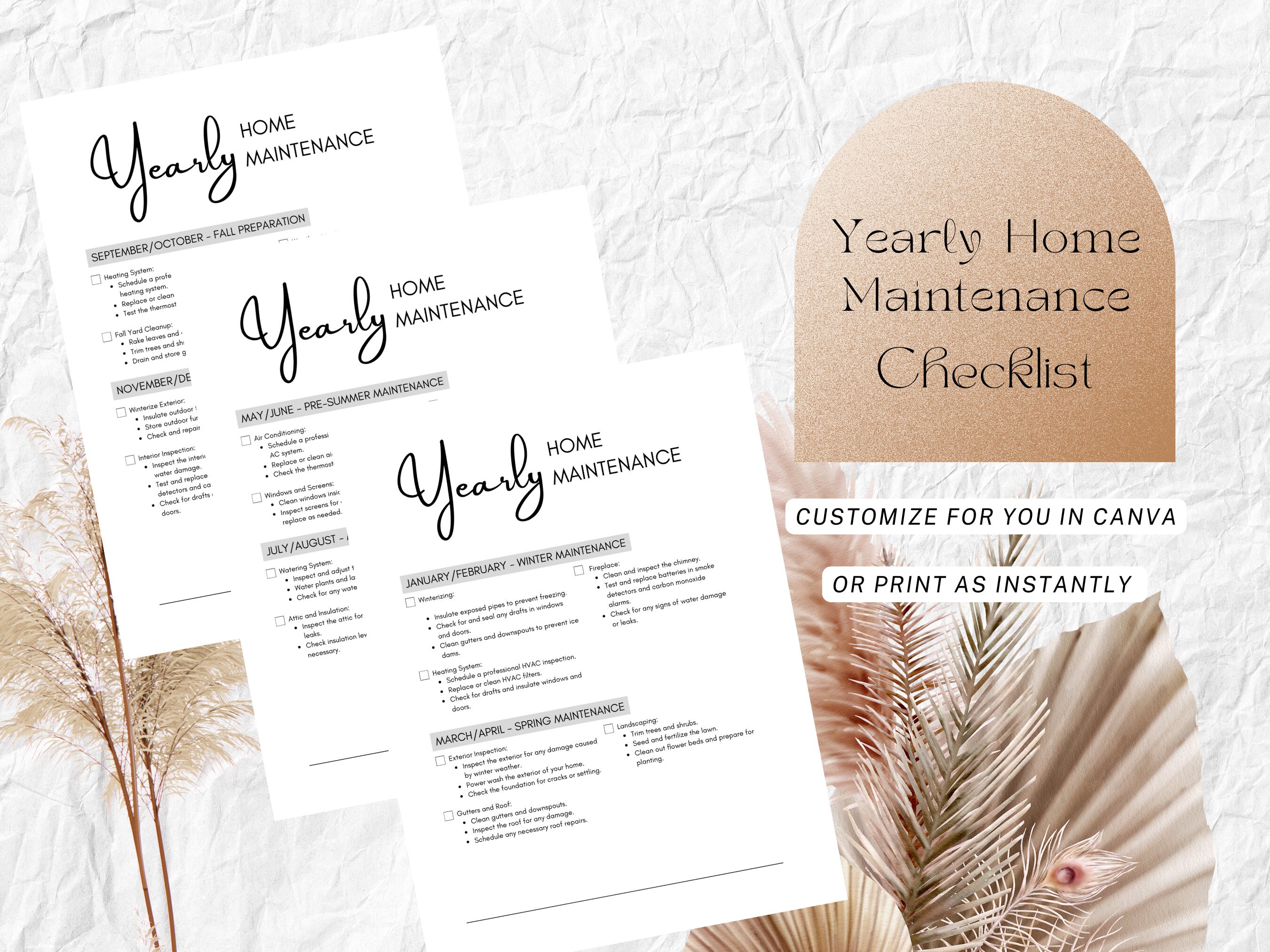 Yearly Home Maintenance Checklist Quarterly and Yearly Home Maintenance ...