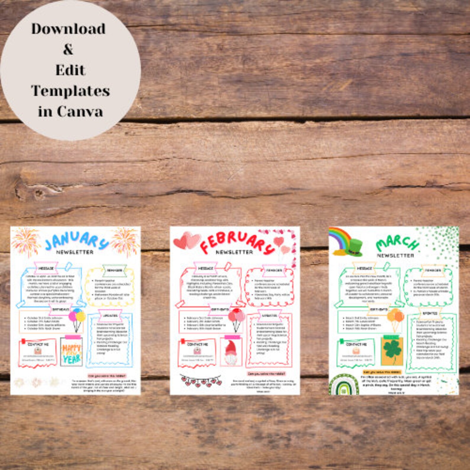 Editable Teacher Newsletter Template Customizable in Canva Seasonal ...