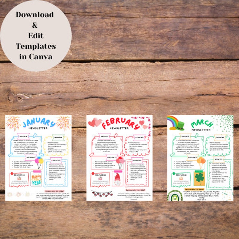 Editable Teacher Newsletter Template Customizable in Canva Seasonal ...