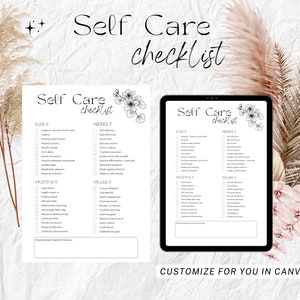 Self Care Checklist Daily Check in Weekly Check in Monthly Check in ...