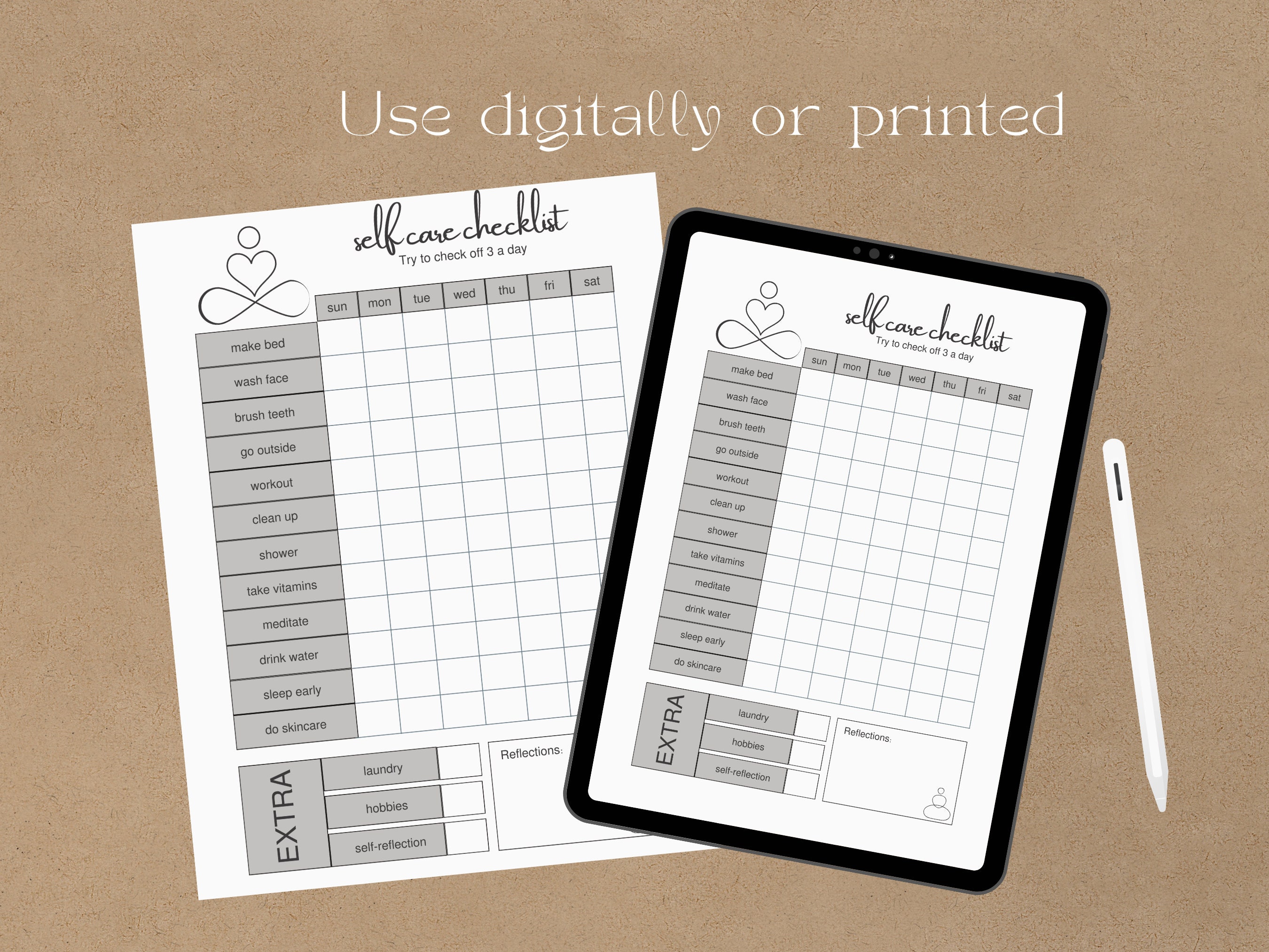 Self Care Checklist Daily Habit Tracker Weekly Self Care to Do List ...