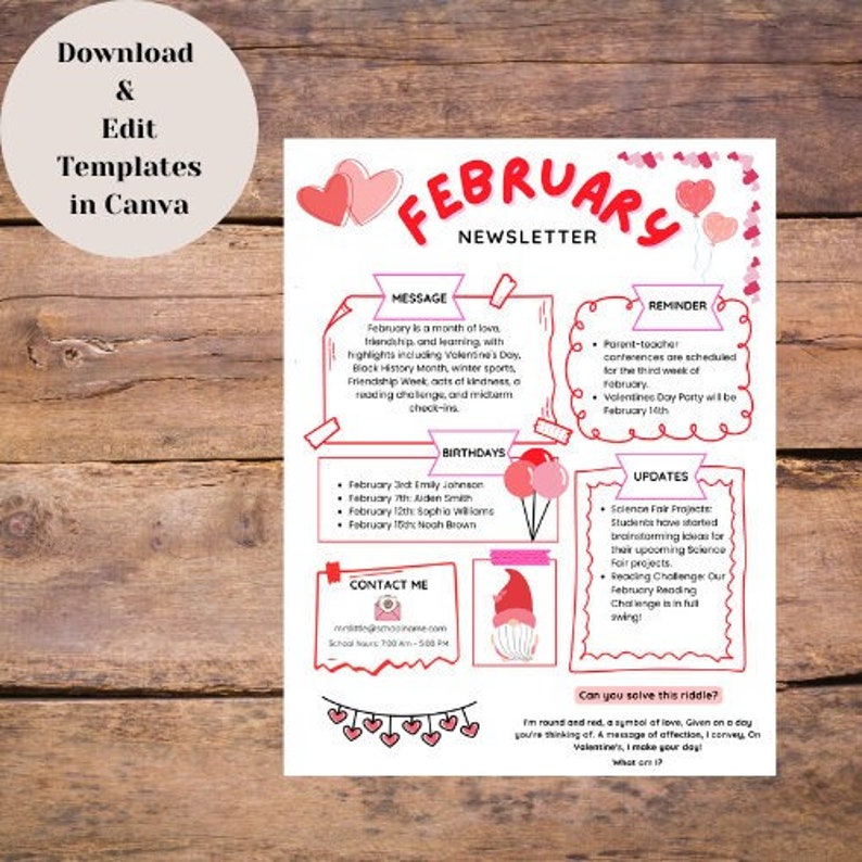 February Editable Classroom Newsletter. Instant Download. Improve ...