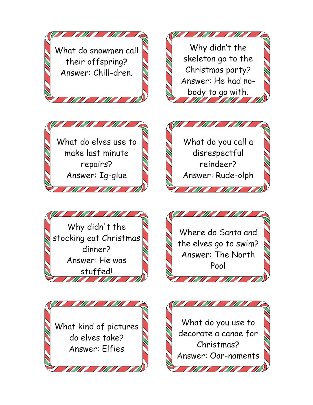 Christmas Holiday Kids Lunch Box Riddles - 3 Printable and Editable 8.5 ...