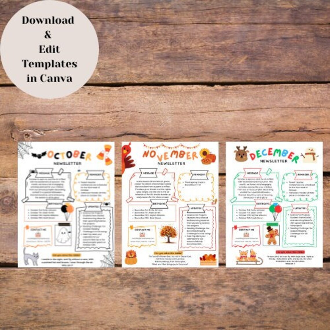 4th Quarter Teacher Newsletter Template Bundle - October November ...