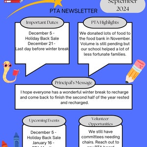Monthly Newsletter Template PTA Email Newsletter Template Editable ...