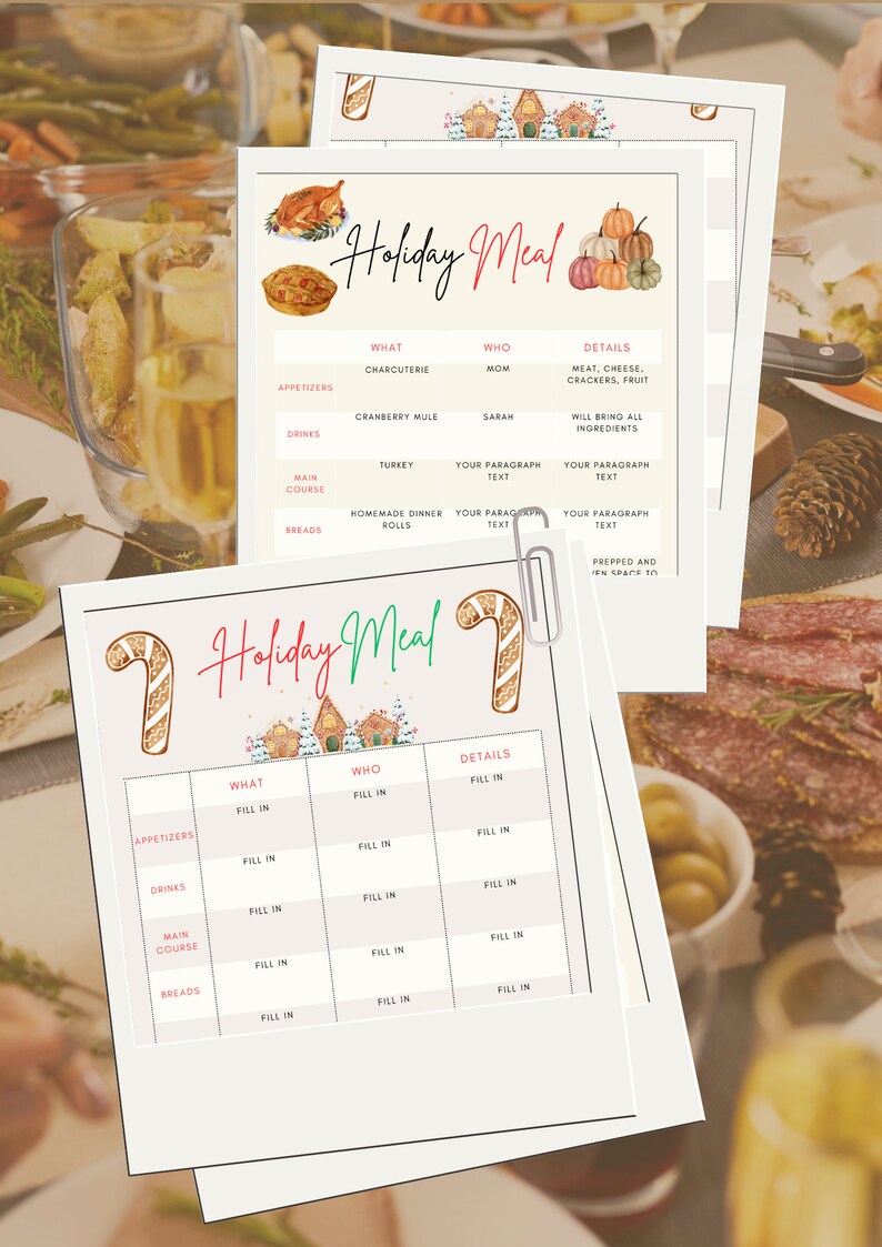Family Holiday Meal Planner Bundle for Thanksgiving and Christmas ...