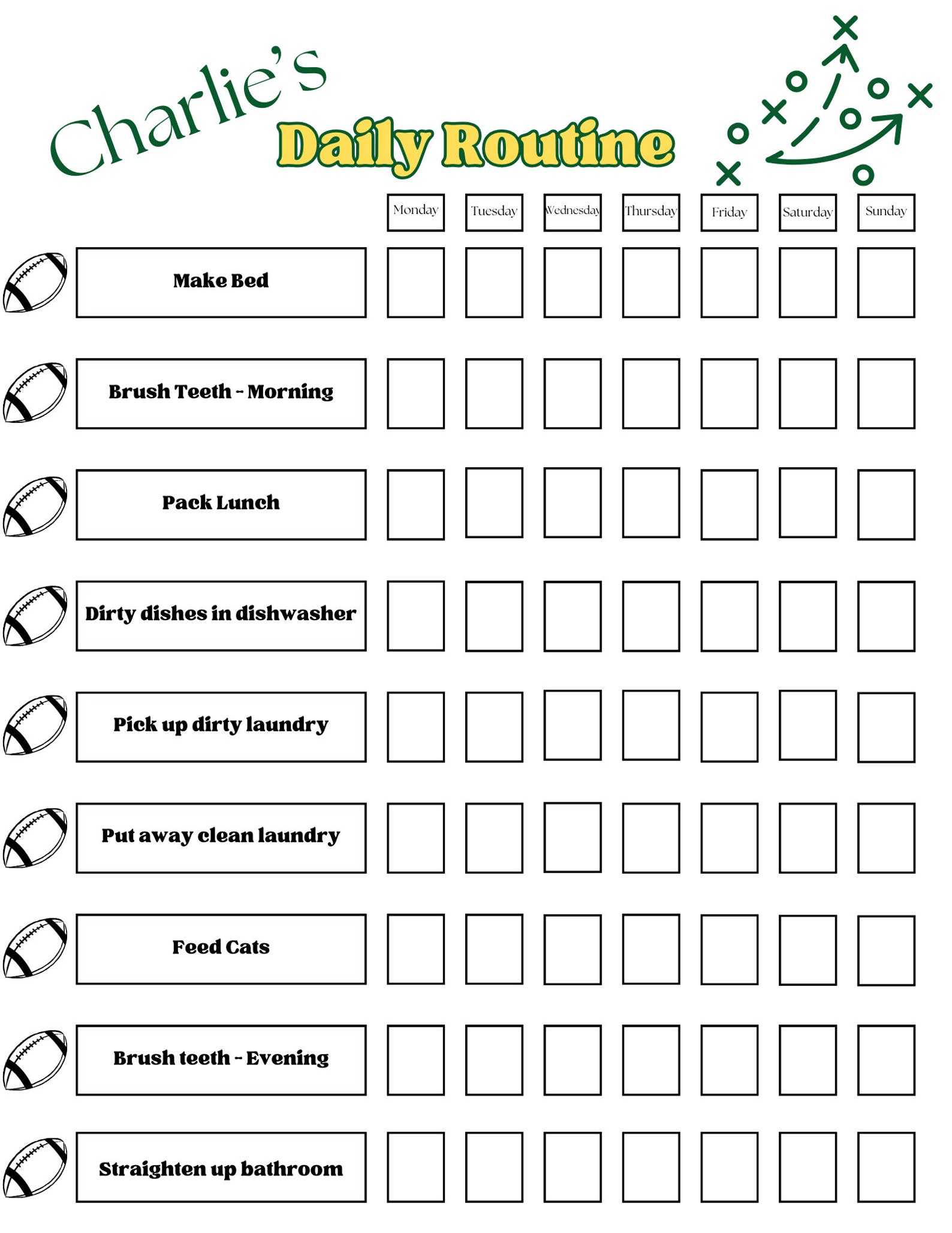 Editable Kids Daily Routine Chart Printable Boy's - Etsy