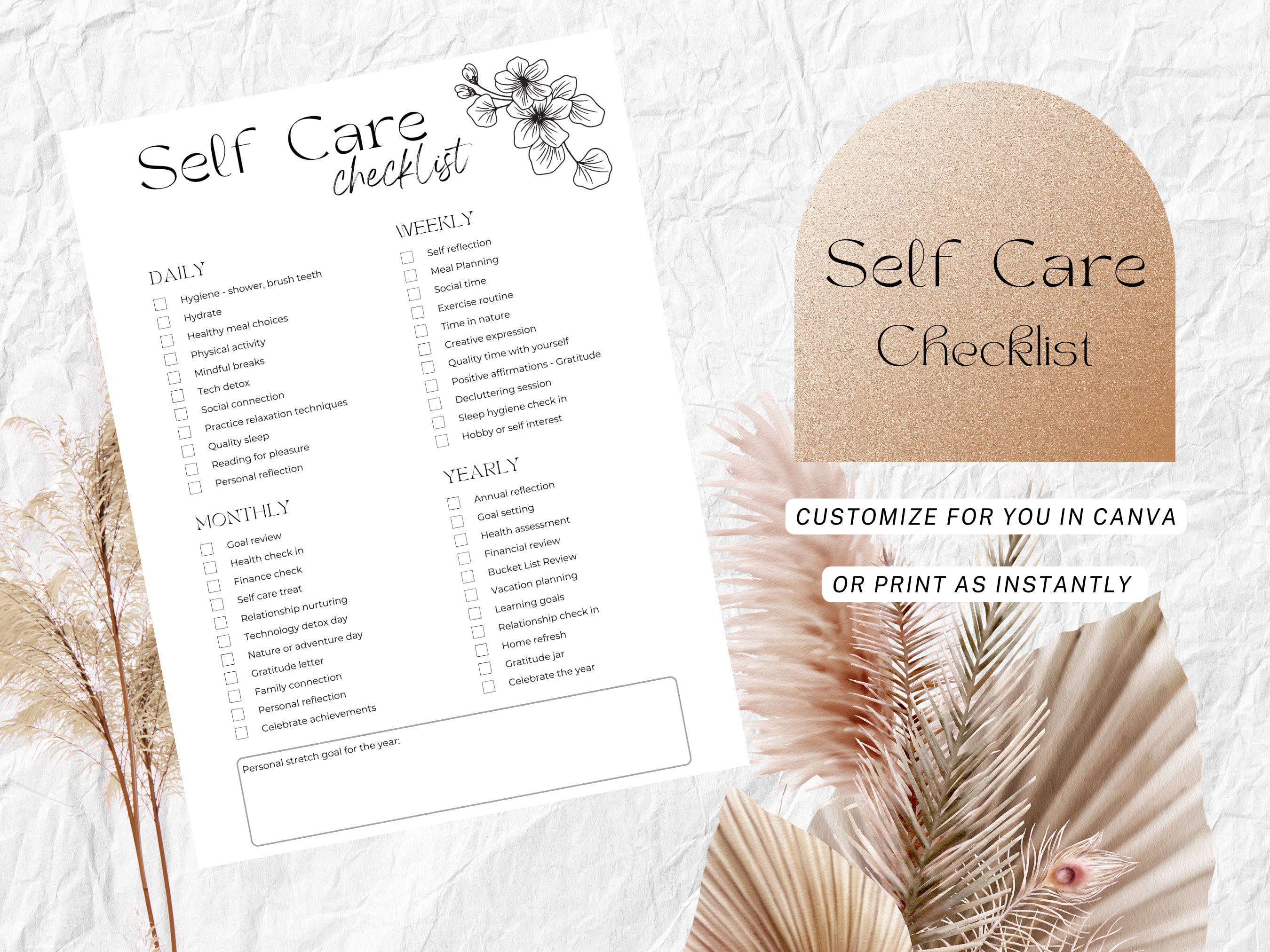 Self Care Checklist Daily Check in Weekly Check in Monthly Check in ...