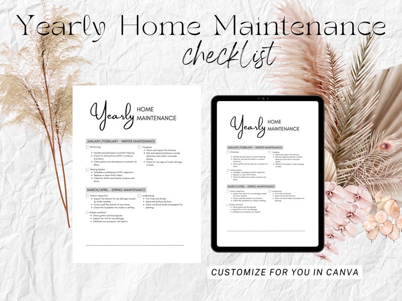 Yearly Home Maintenance Checklist Quarterly and Yearly Home Maintenance ...