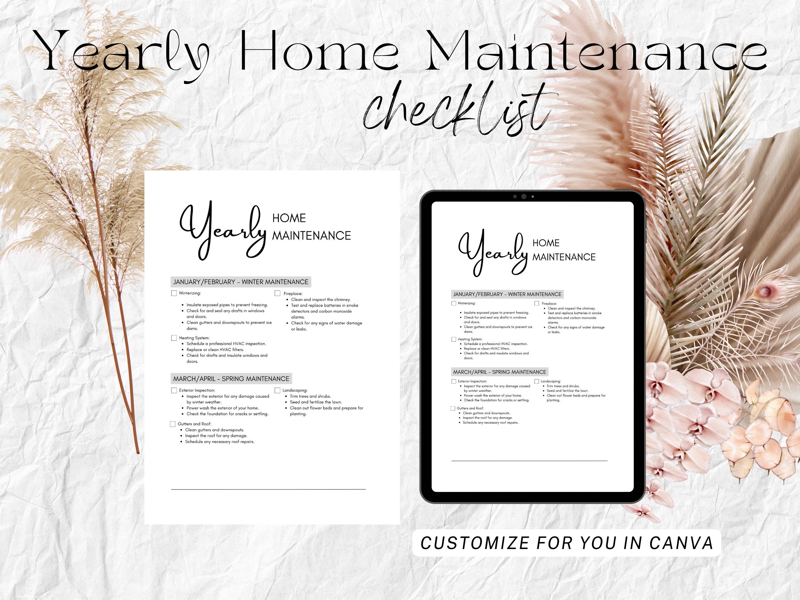 Yearly Home Maintenance Checklist Quarterly and Yearly Home Maintenance ...