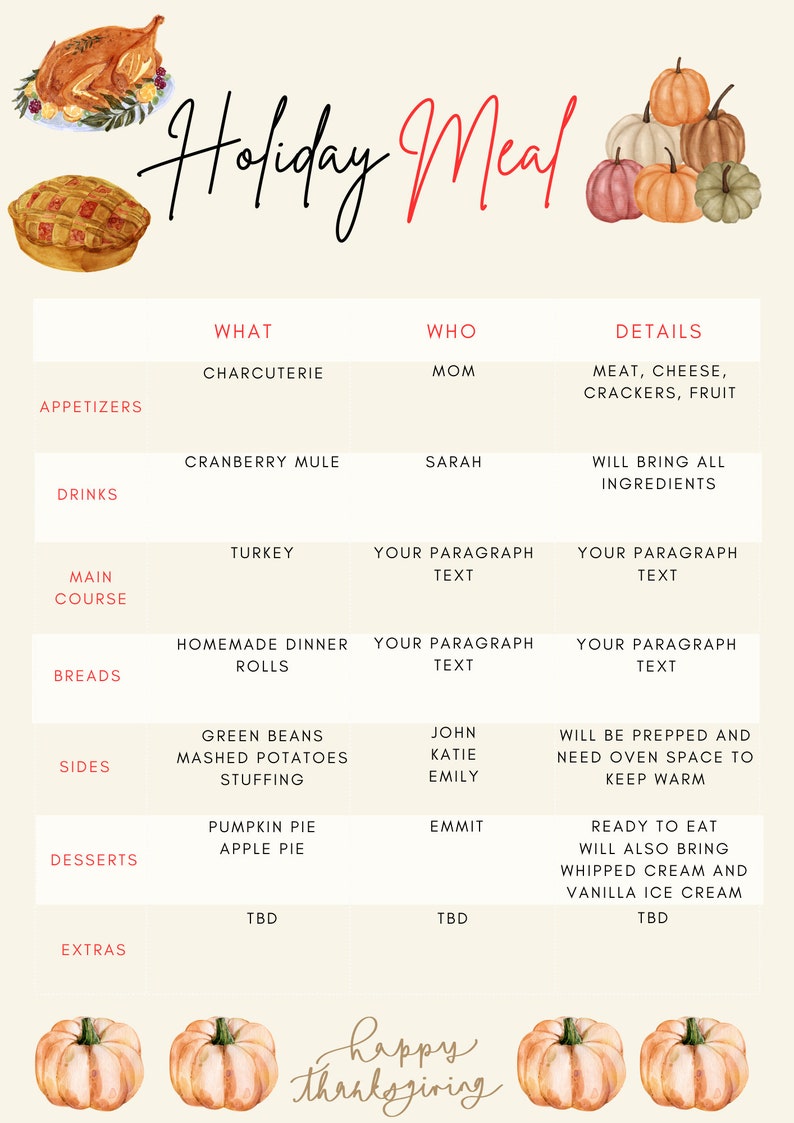 Family Holiday Meal Planner Bundle for Thanksgiving and Christmas ...