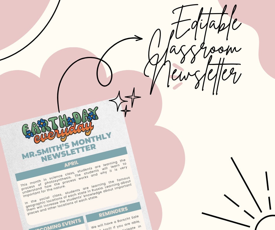 April Teacher Classroom Digital Newsletter Earth Day Themed Class ...