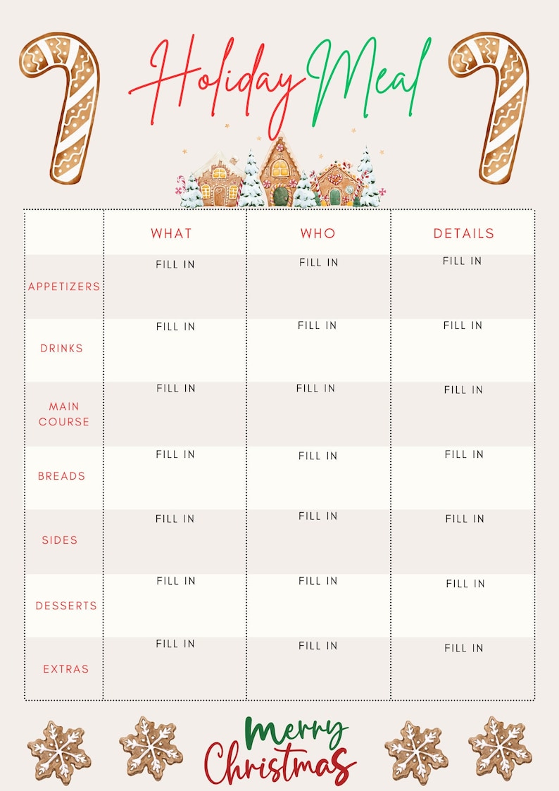 Family Holiday Meal Planner Bundle for Thanksgiving and Christmas ...