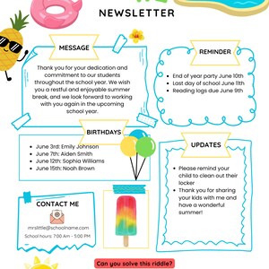 June Teacher Classroom Digital Newsletter. Update Families With Ease ...