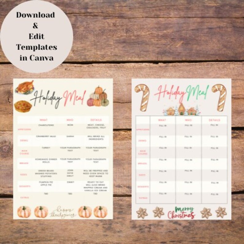 Family Holiday Meal Planner Bundle for Thanksgiving and Christmas ...