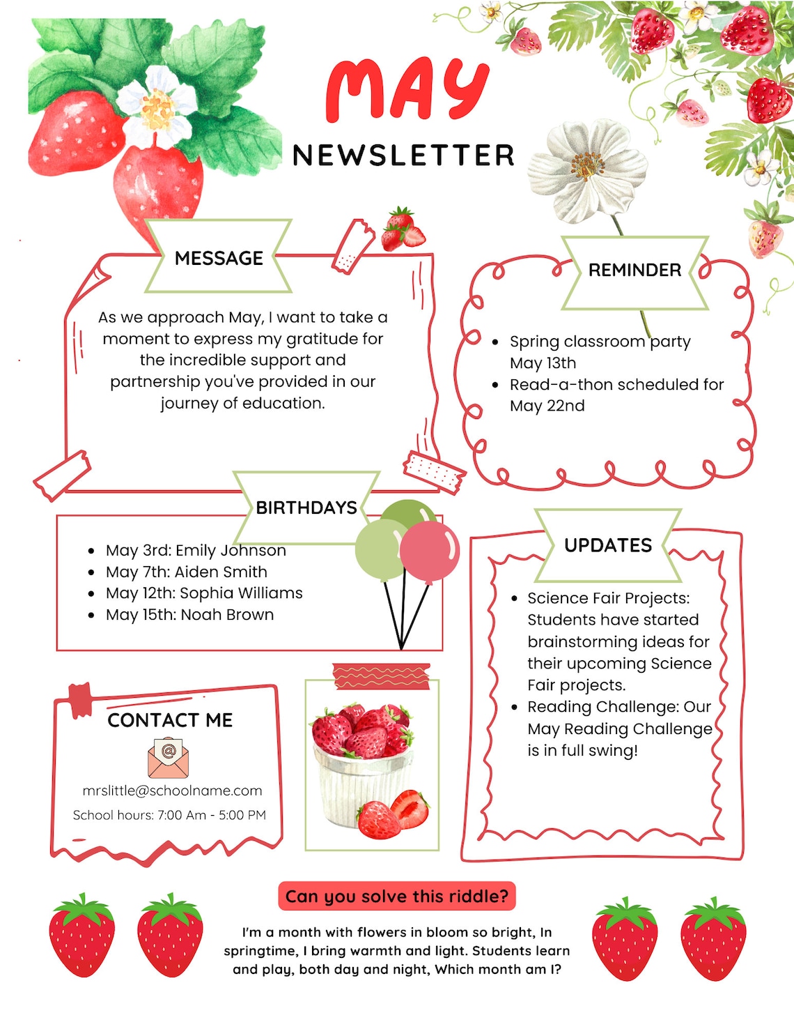 May Teacher Classroom Digital Newsletter. Update Families With Ease ...