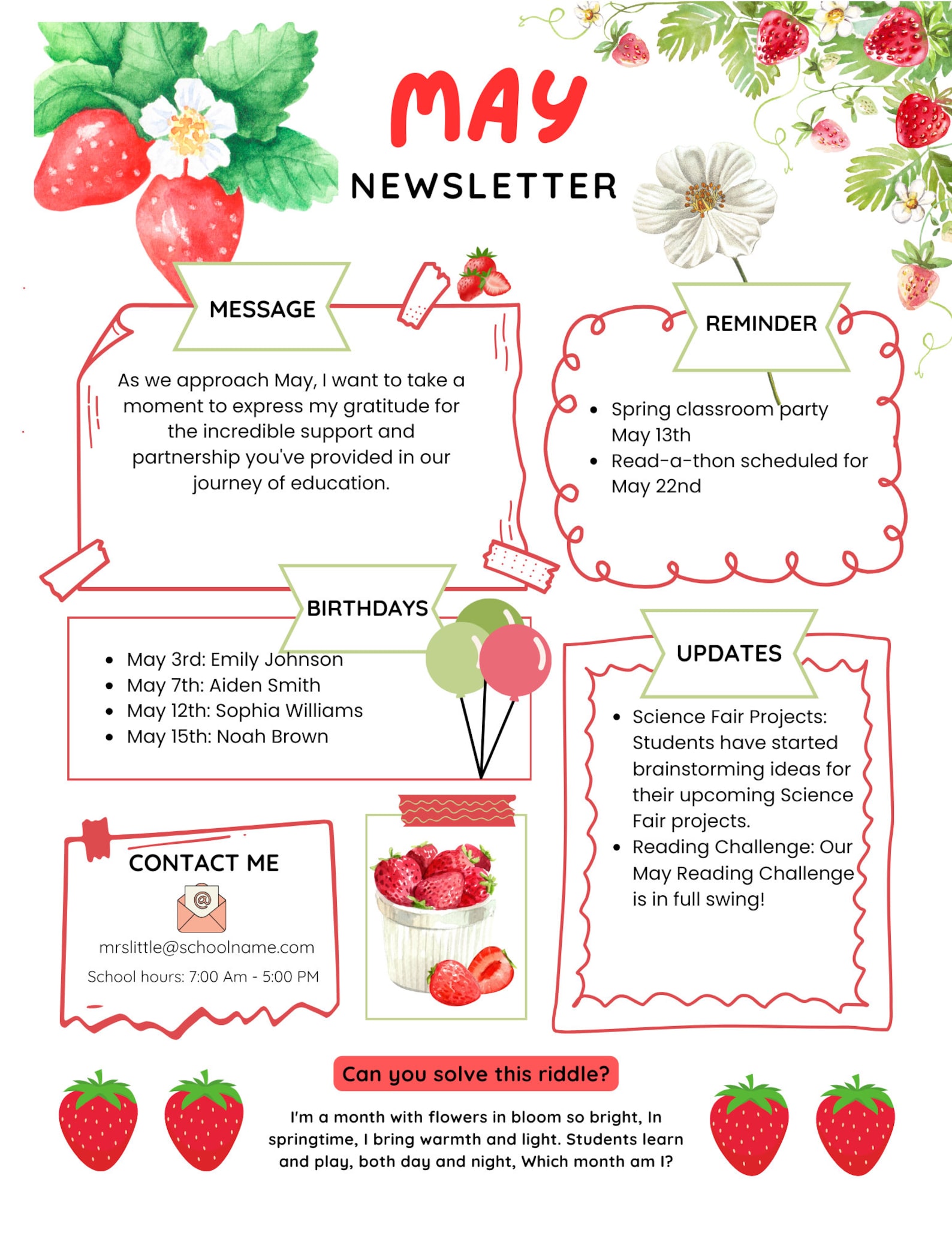 May Teacher Classroom Digital Newsletter. Update Families With Ease ...