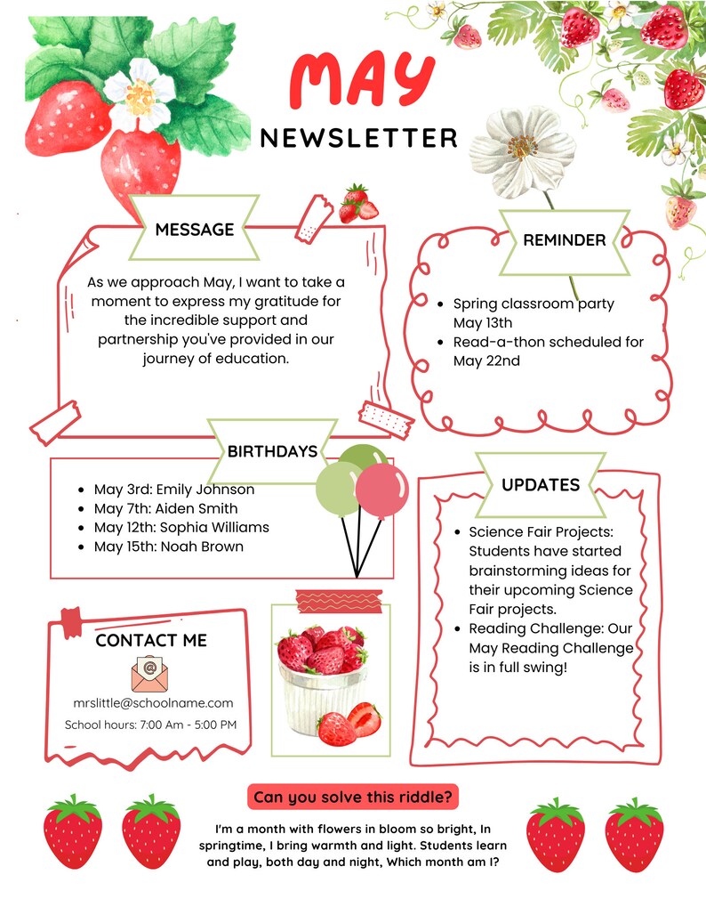 May Teacher Classroom Digital Newsletter. Update Families With Ease ...