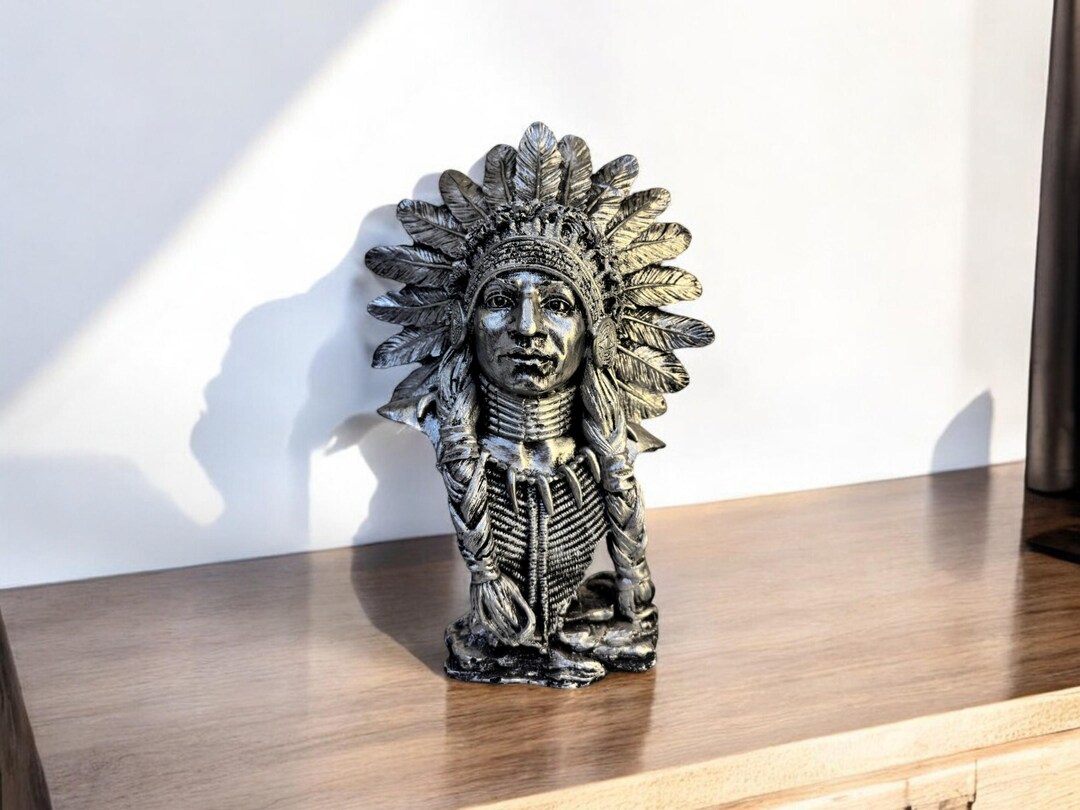 Native American Chief Bust Statue Handcrafted Decor - Etsy