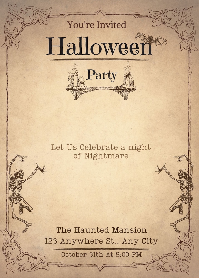 Editable Halloween Party Invitation Template Editable Halloween