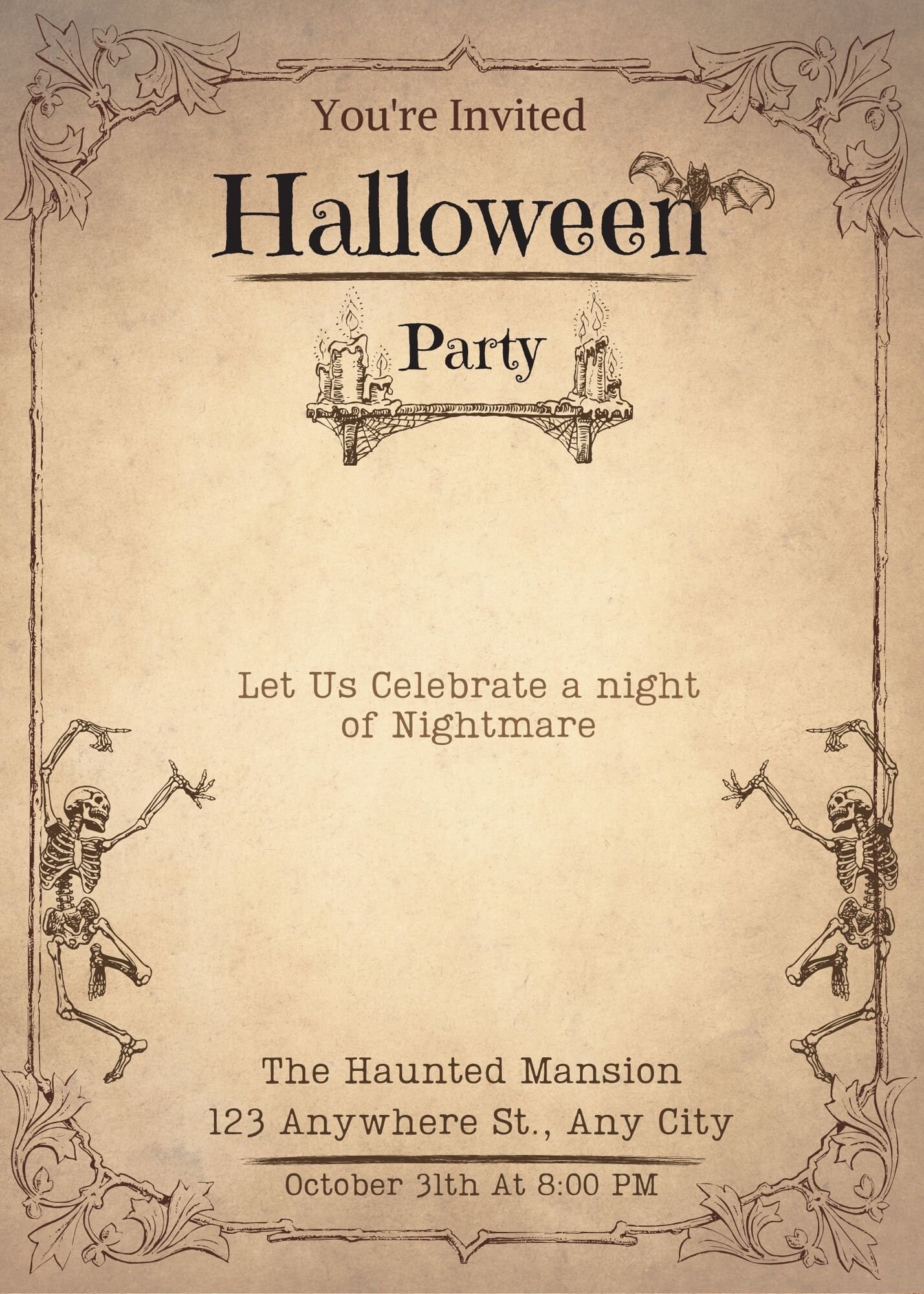 Editable Halloween Party Invitation Template, Editable Halloween ...