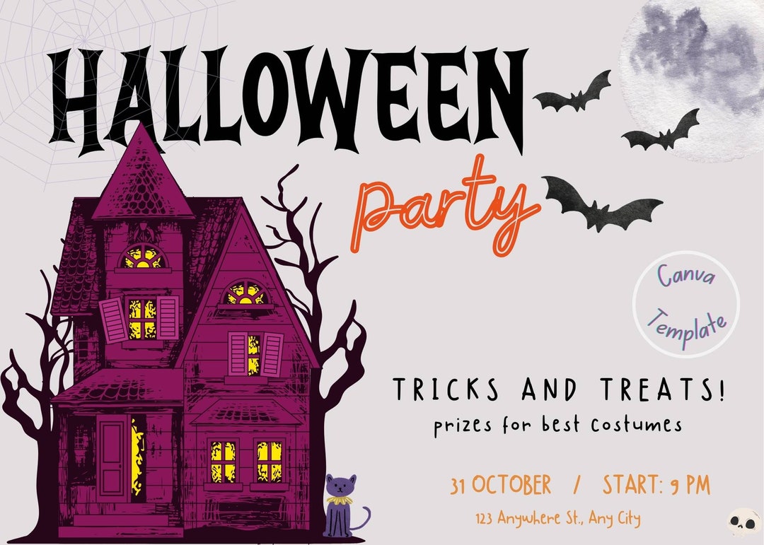Editable Halloween Party Invitation Template, Editable Halloween ...