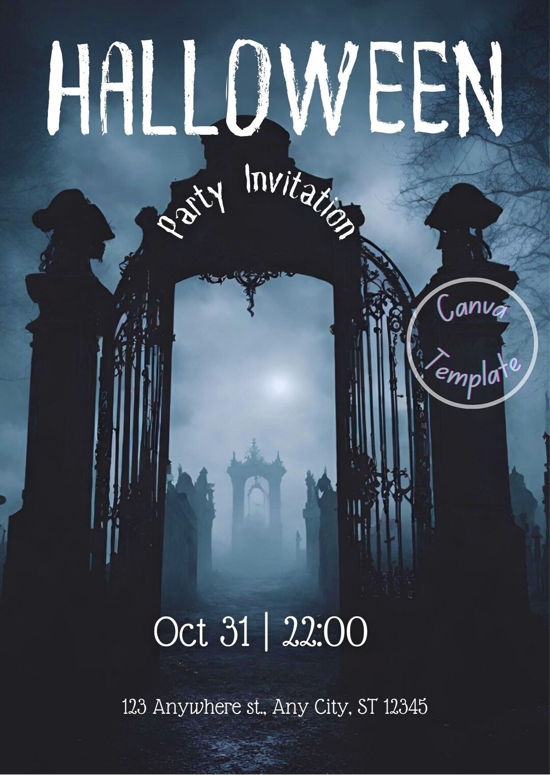 Editable Halloween Party Invitation Template, Editable Halloween ...