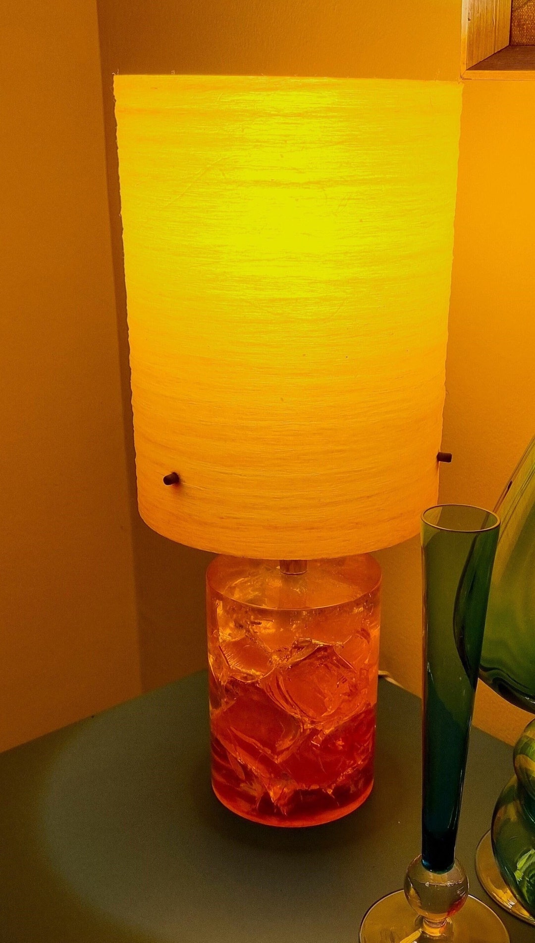 1960s Shattaline Orange Lamp Base With Original Orange Fibreglass Shade ...