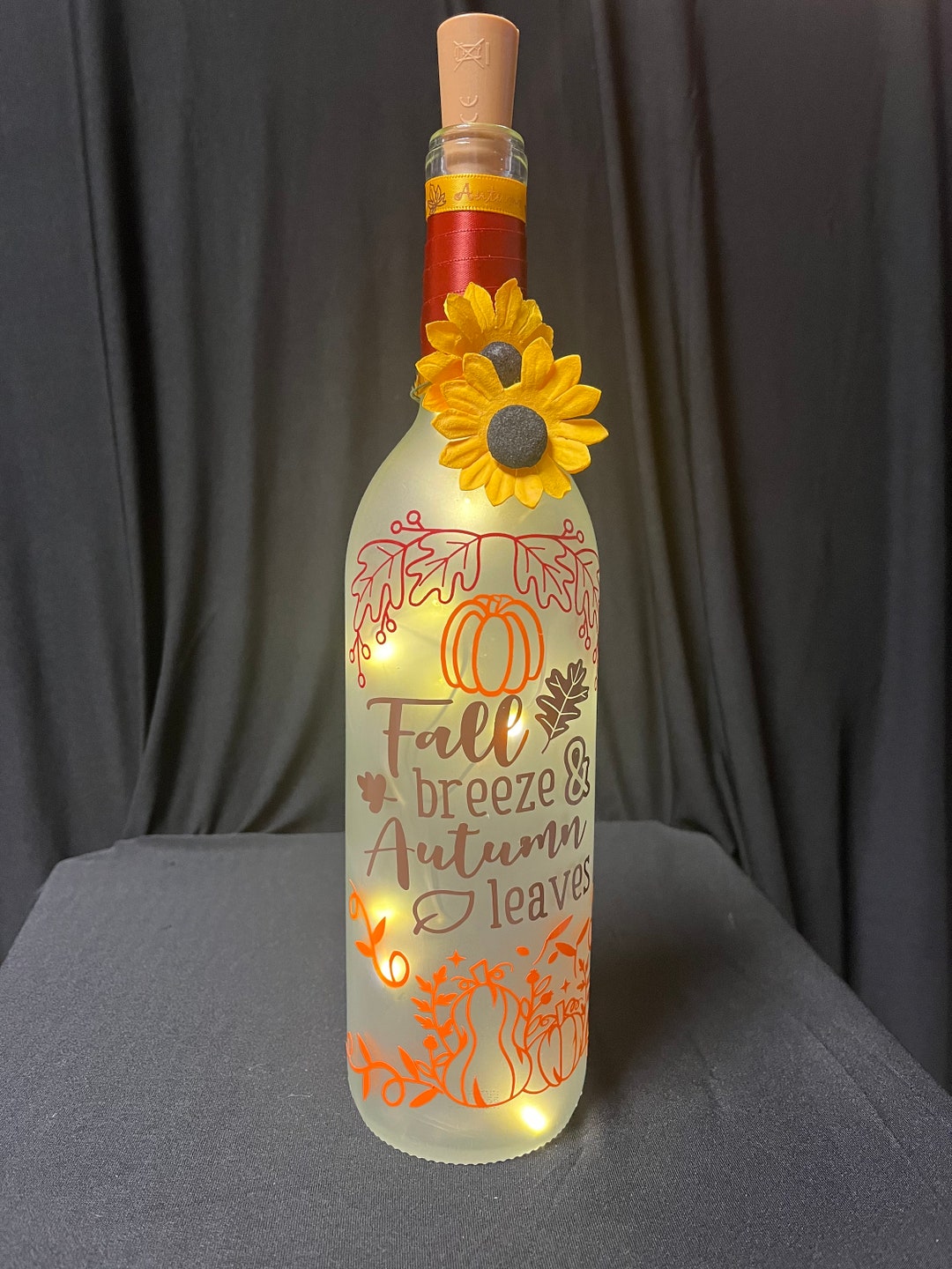 LED Fall Leaves Wine Bottle Light - Etsy