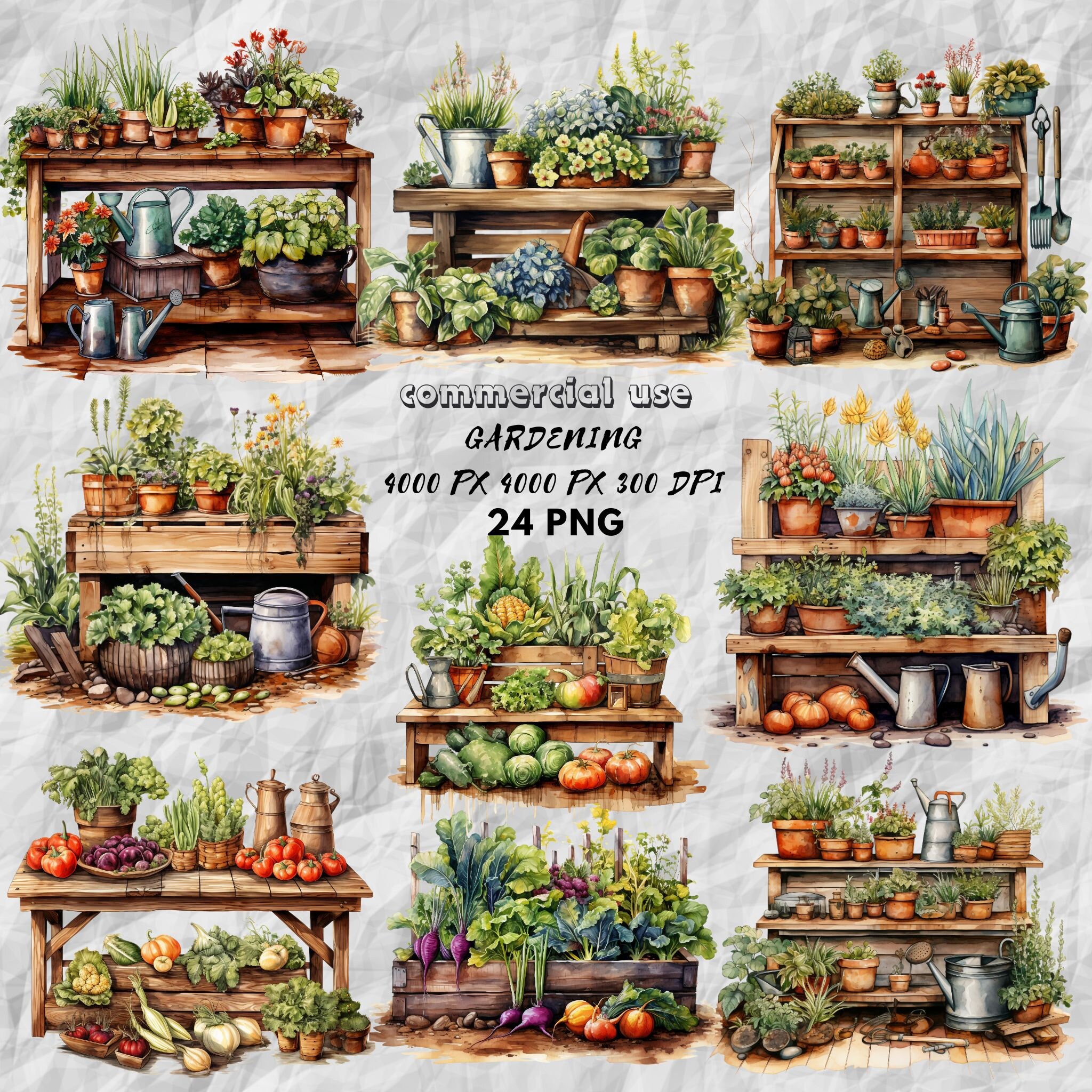 Gardening Clipart Bundle Plantlover Gardening Tools PNG Gardening ...