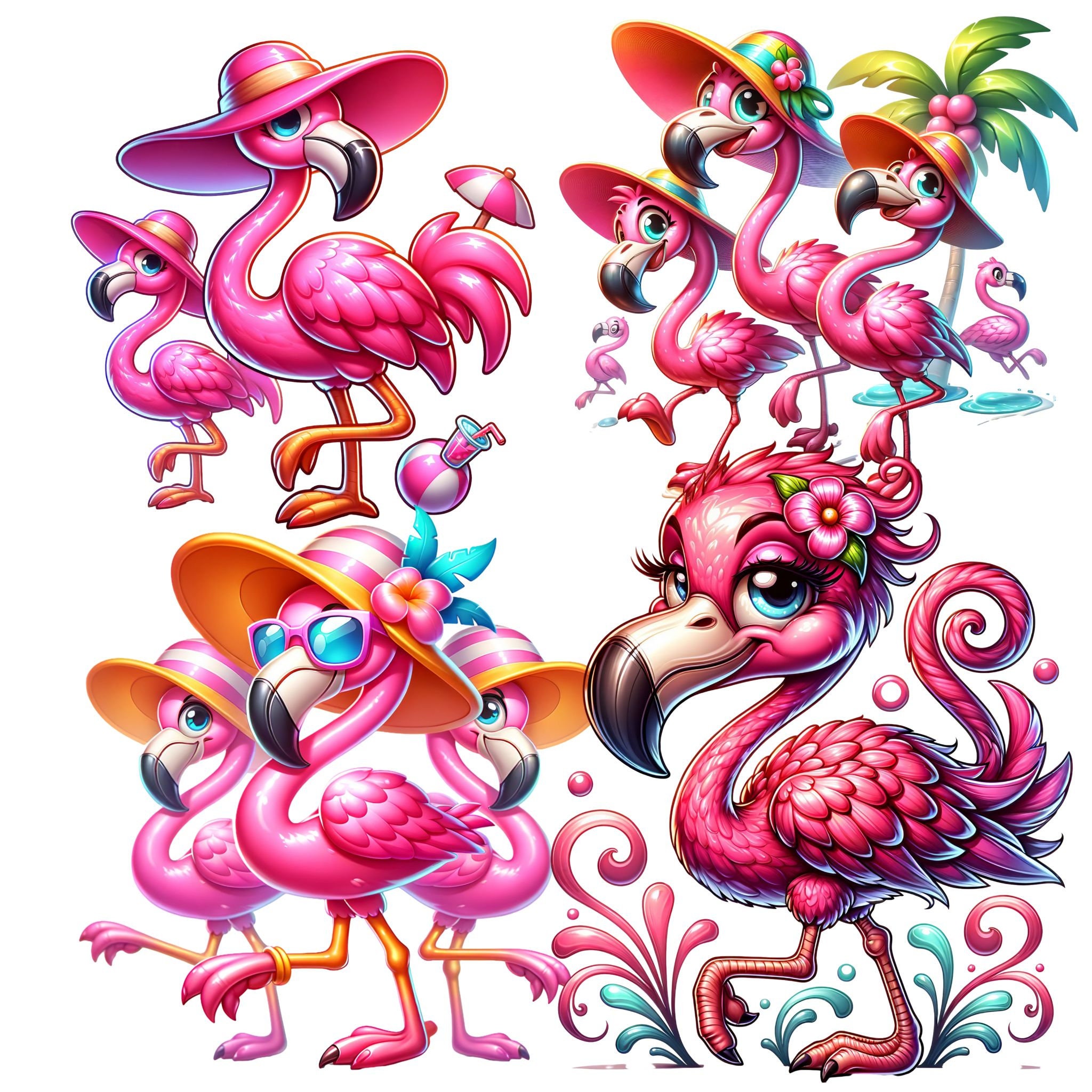 Crazy Pink Flamingo Cartoon PNG Tropical Flamingo Pink Bird Clipart ...