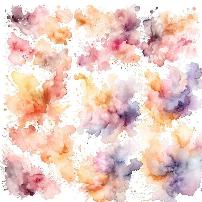 Neutral Watercolor Splatter Clipart, Abstract Background, Digital ...