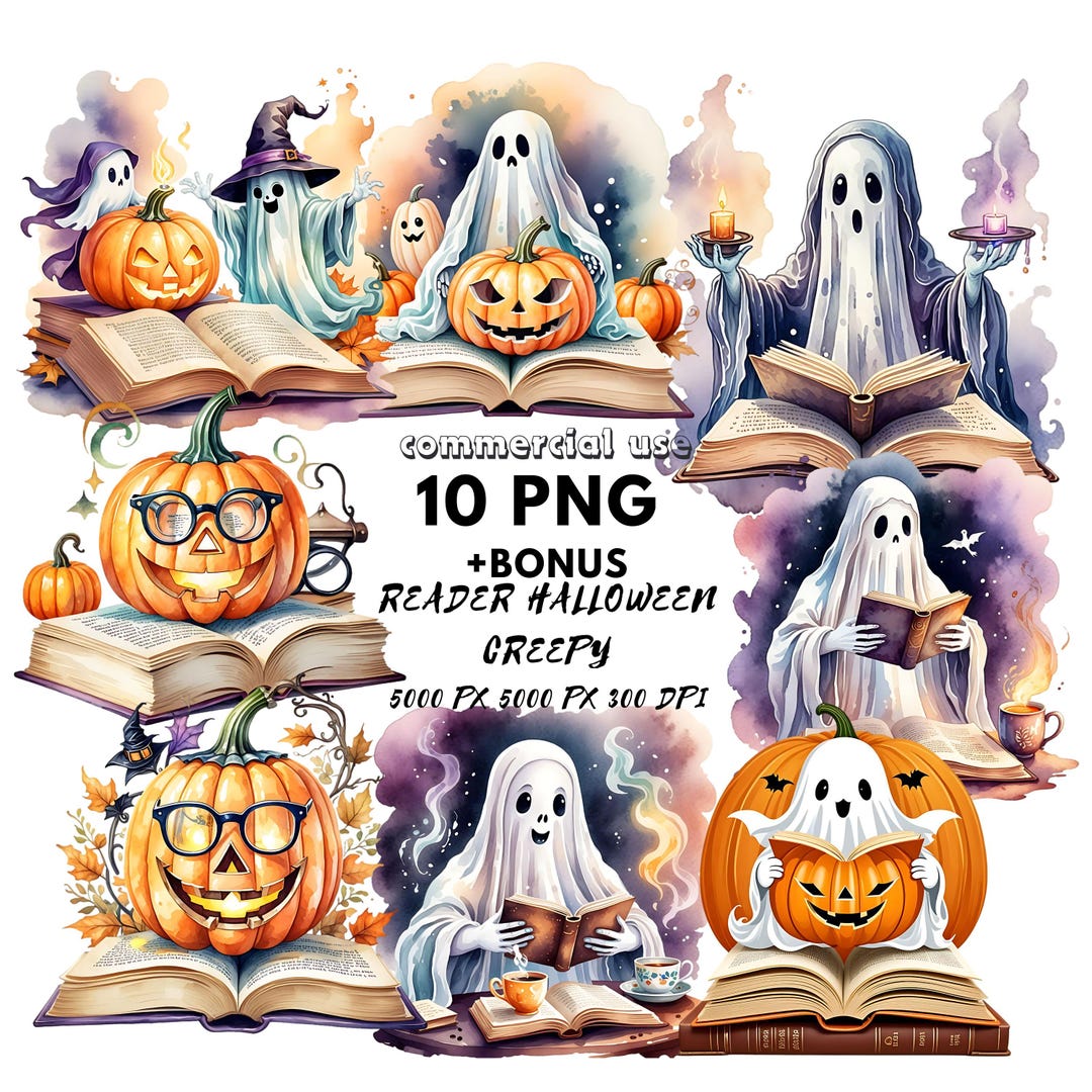 Cute Ghost Halloween Png | Cute Ghost Book | Ghost Reading Png | Coffee ...